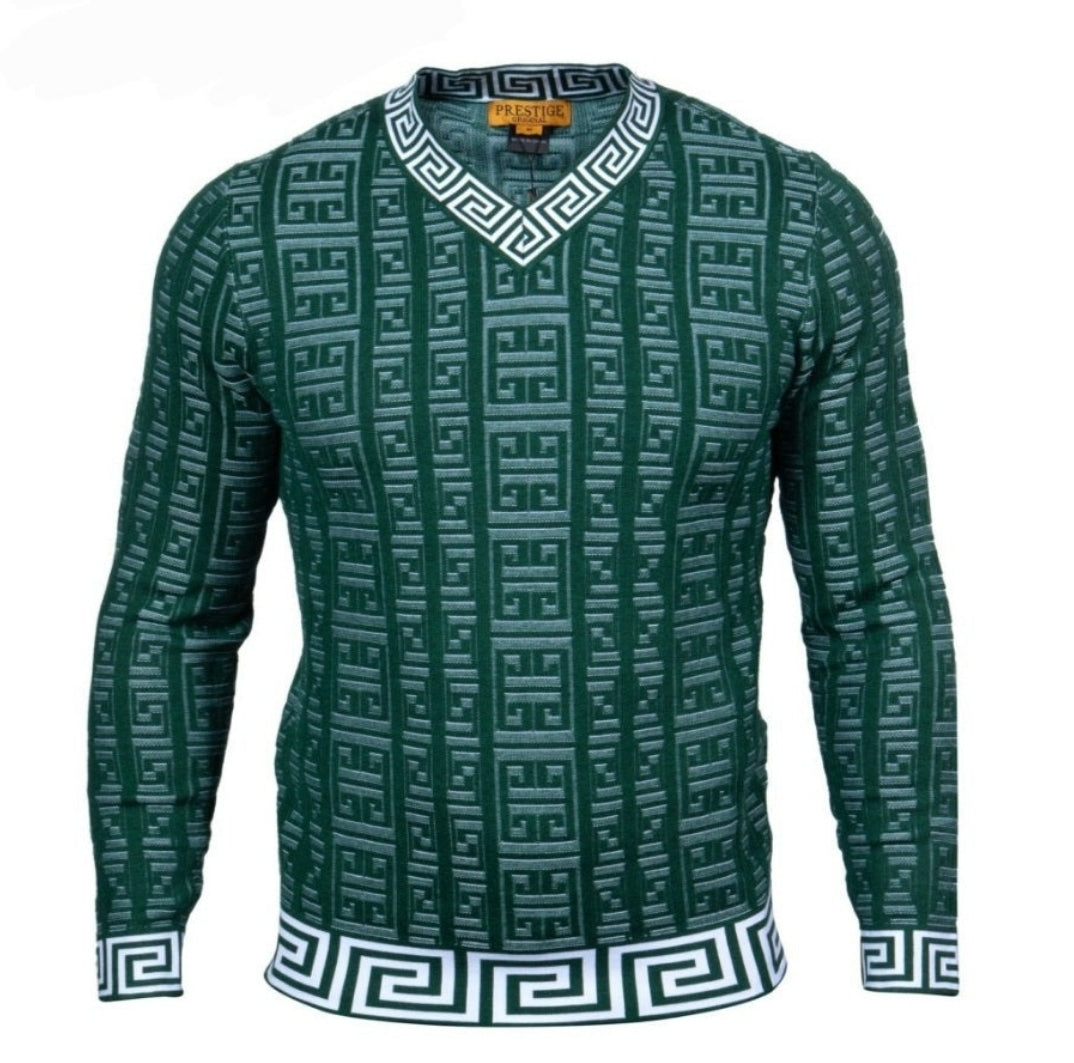 Prestige Greek Key V Neck Sweater – Remo men's wear